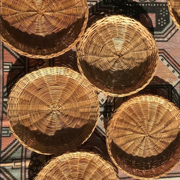 Vintage | Dining | 8 Vintage Wicker Picnic Plates | Poshmark